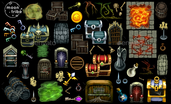 2D Dungeon Tile Pack, Game Assets | GraphicRiver