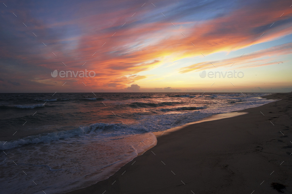 Miacomet beach quiet and calm Sunset on Nantucket Island Stock Photo by ...