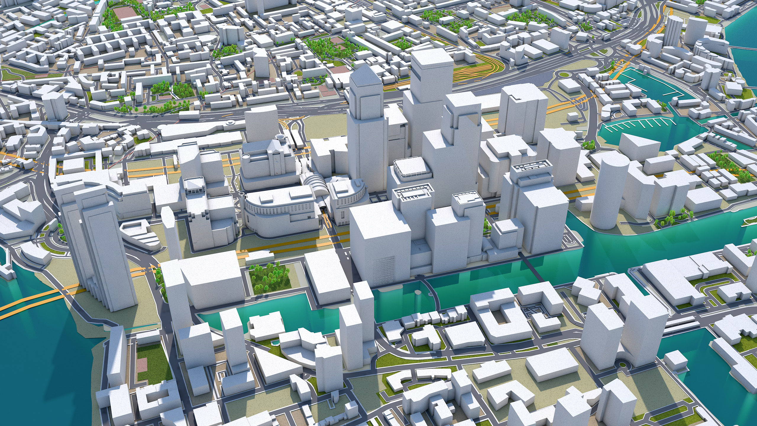 Canary Wharf city London 3d model 5km by TurboCG | 3DOcean
