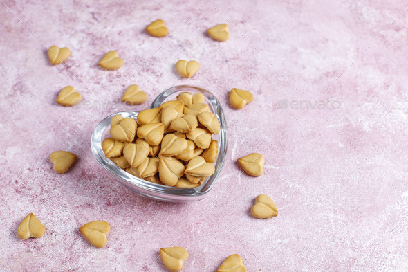 Heart shaped crackers in a heart shaped bowl. Stock Photo by 13people