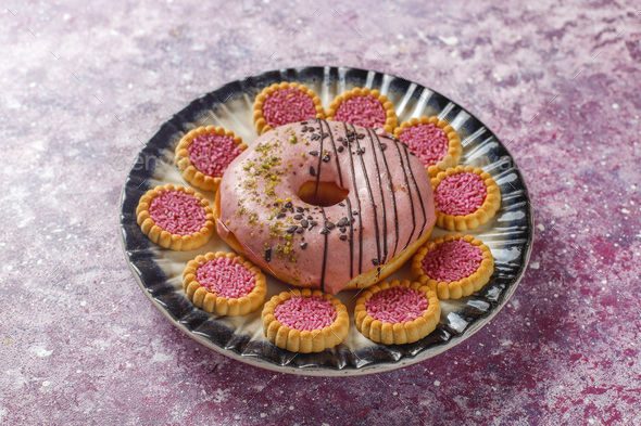 Pink color sweets,candies,meringue and sugar. Stock Photo by 13people