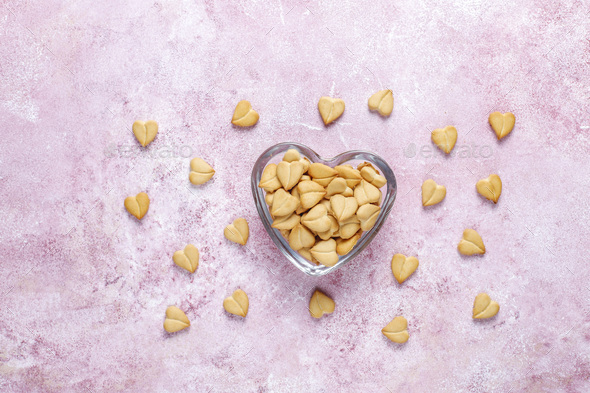 Heart shaped crackers in a heart shaped bowl. Stock Photo by 13people