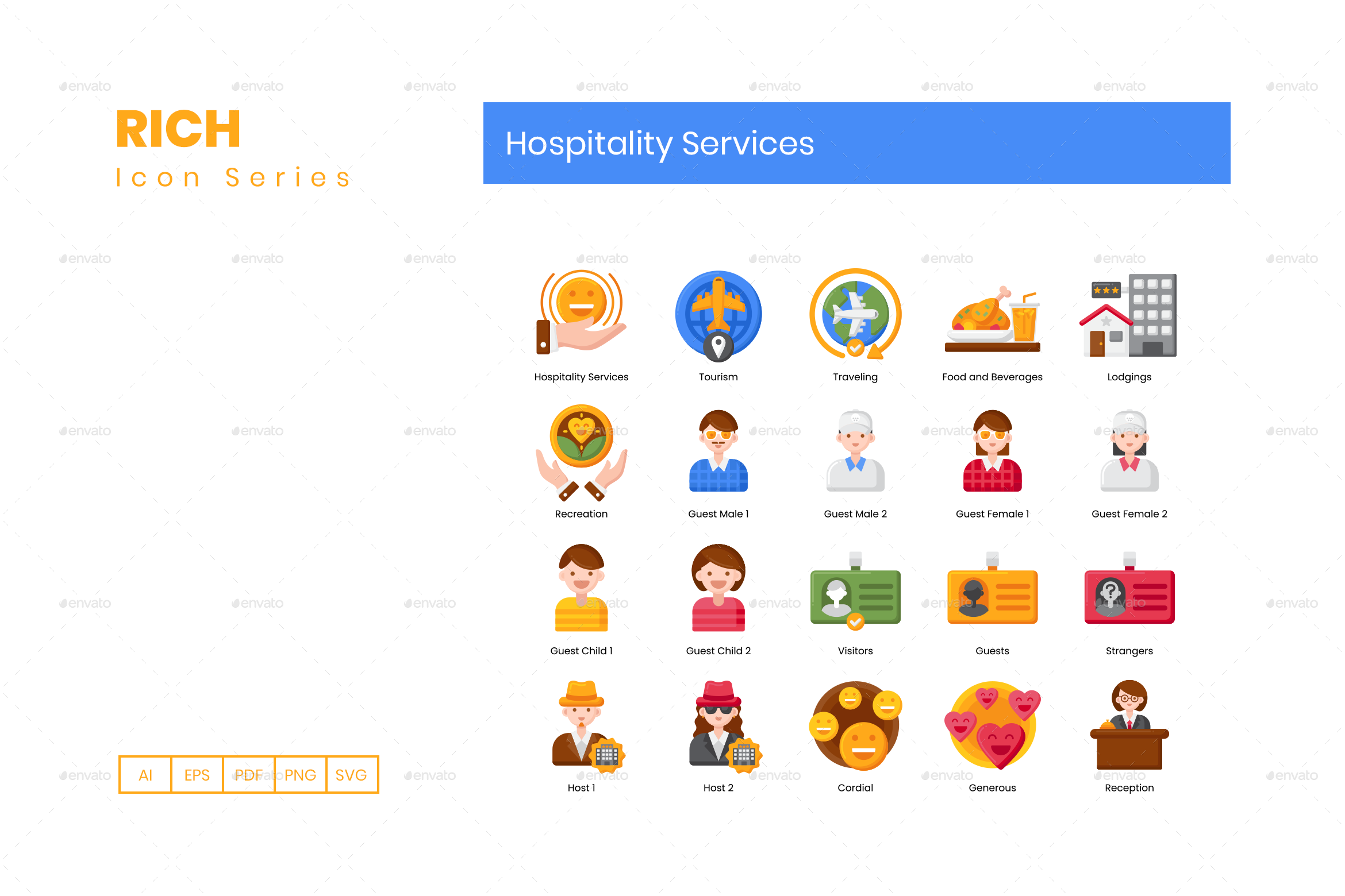 80 Hospitality Services Icons | Rich Series, Icons | GraphicRiver