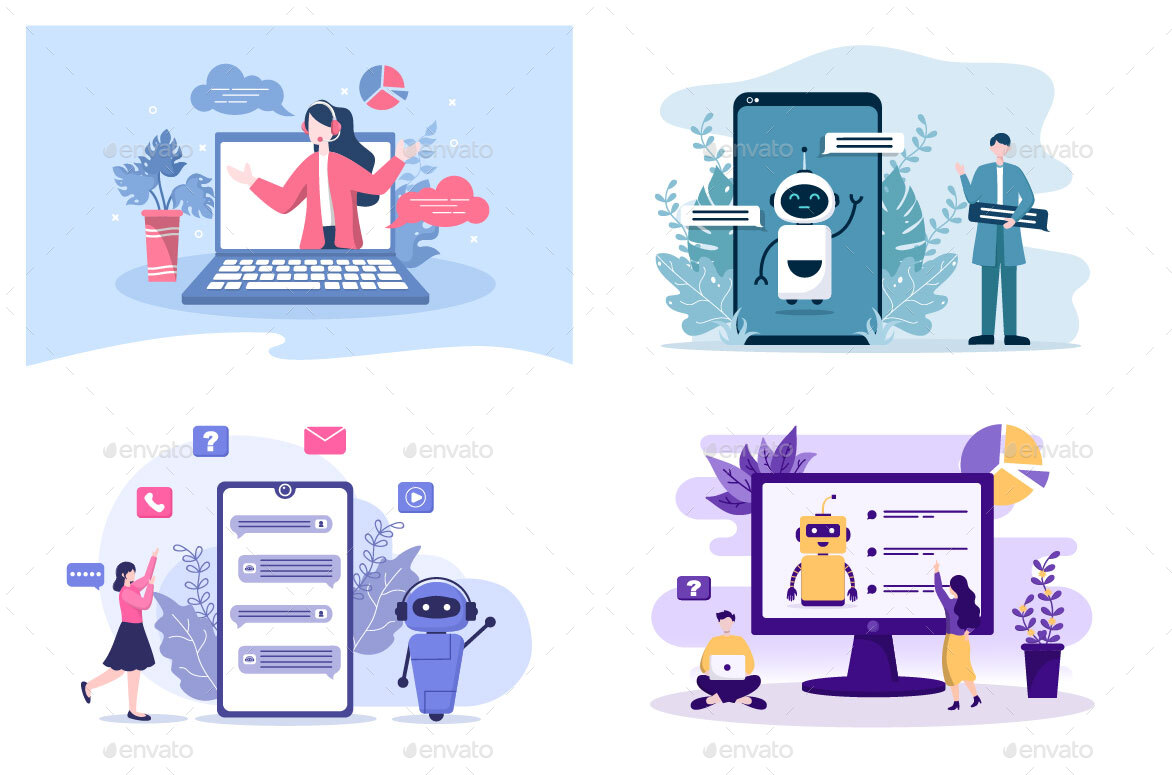 20 Robot Virtual Assistance or Chatbot Vector, Vectors | GraphicRiver