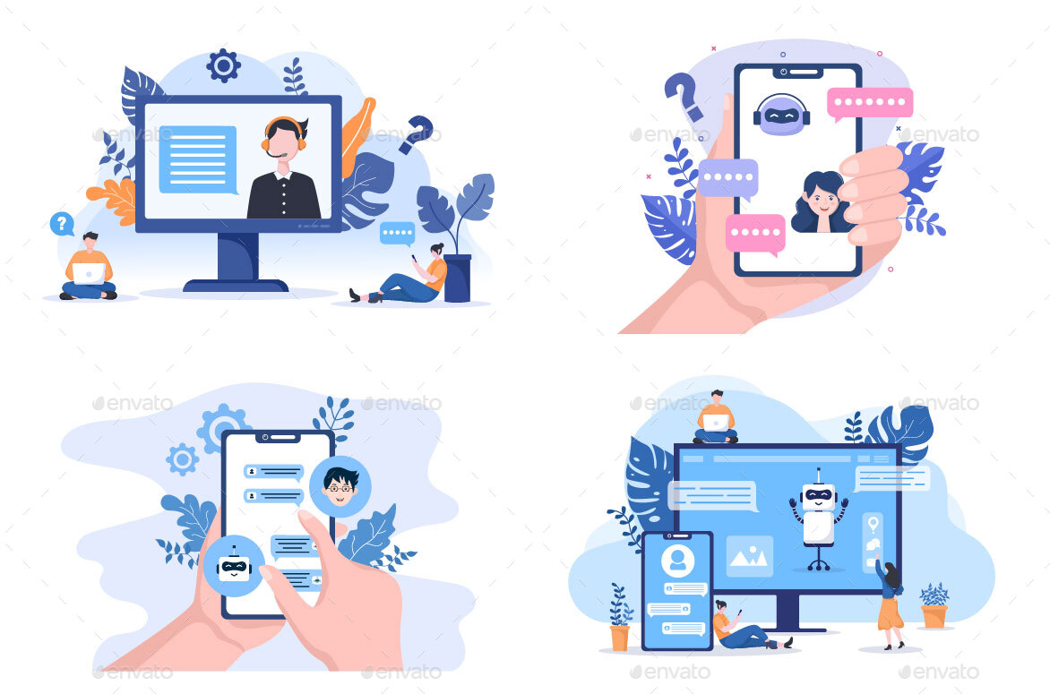 20 Robot Virtual Assistance or Chatbot Vector, Vectors | GraphicRiver