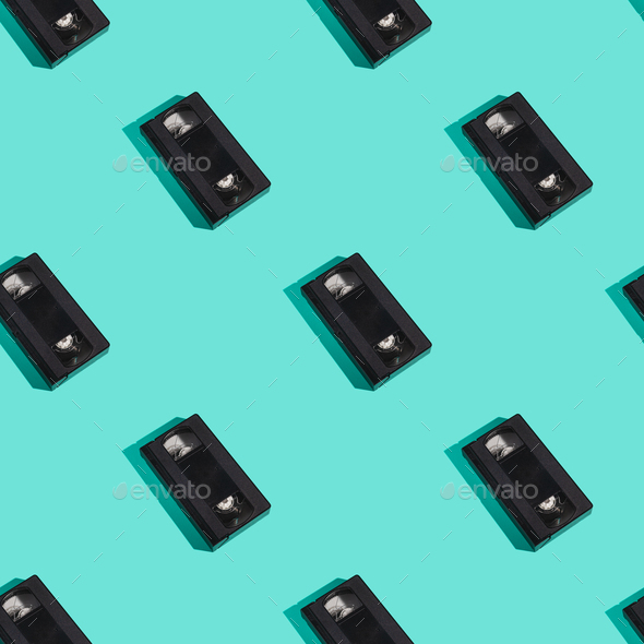 VHS format plastic videotape cassette seamless pattern Stock Photo by ...