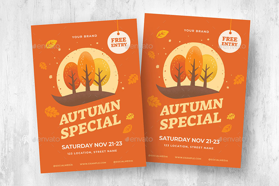 Autumn Fall Flyer with Tree Illustration, Print Templates | GraphicRiver