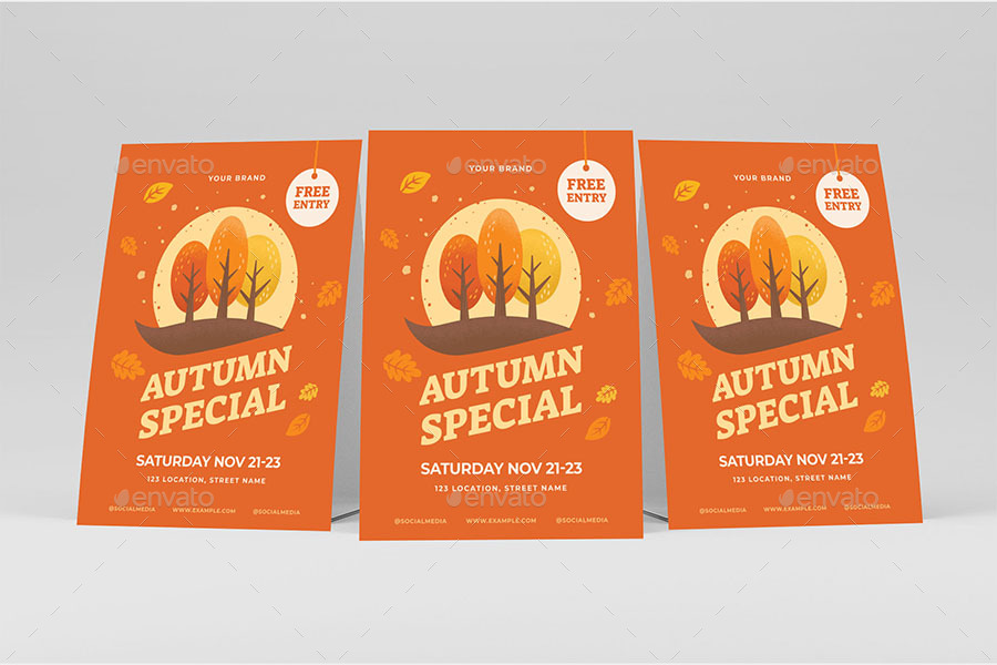 Autumn Fall Flyer with Tree Illustration, Print Templates | GraphicRiver