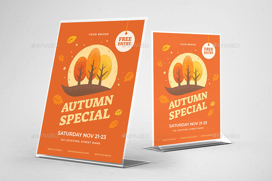 Autumn Fall Flyer with Tree Illustration, Print Templates | GraphicRiver