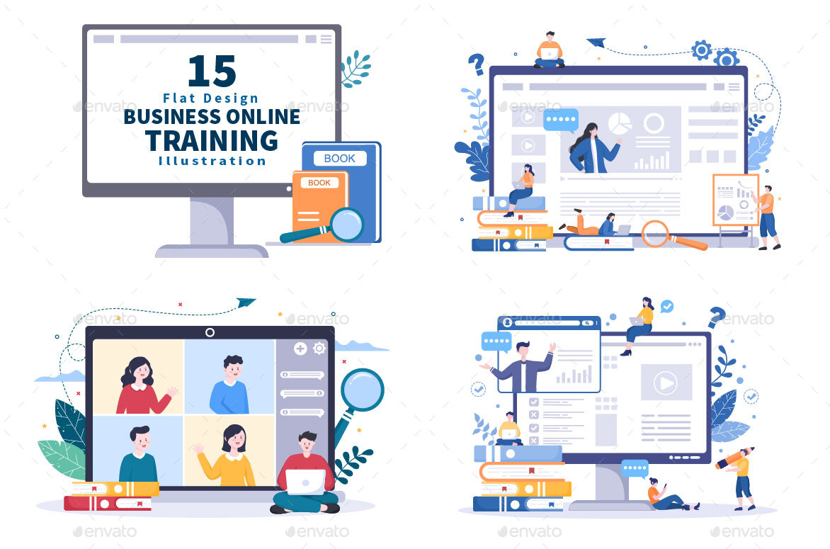15 Business Online Training Vector Illustration, Vectors | GraphicRiver