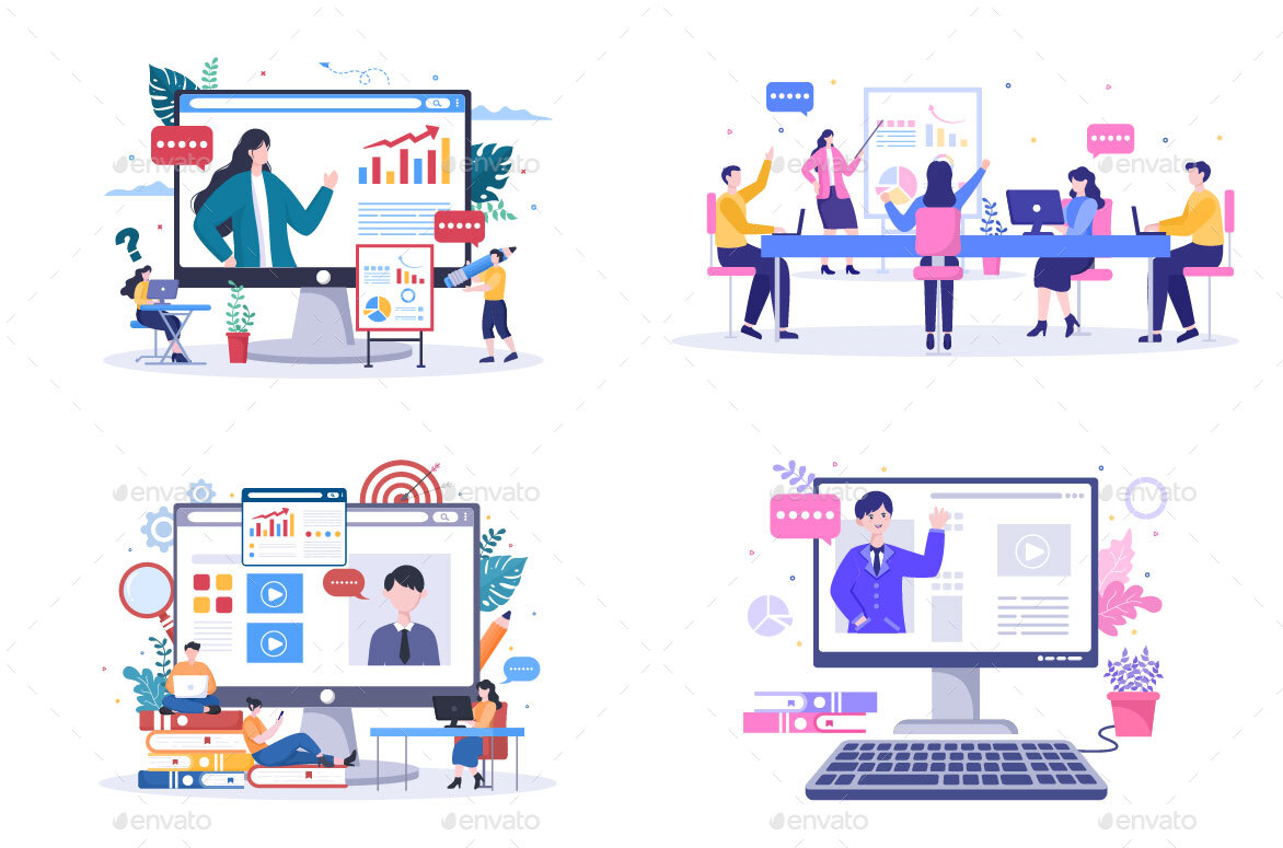 15 Business Online Training Vector Illustration, Vectors | GraphicRiver