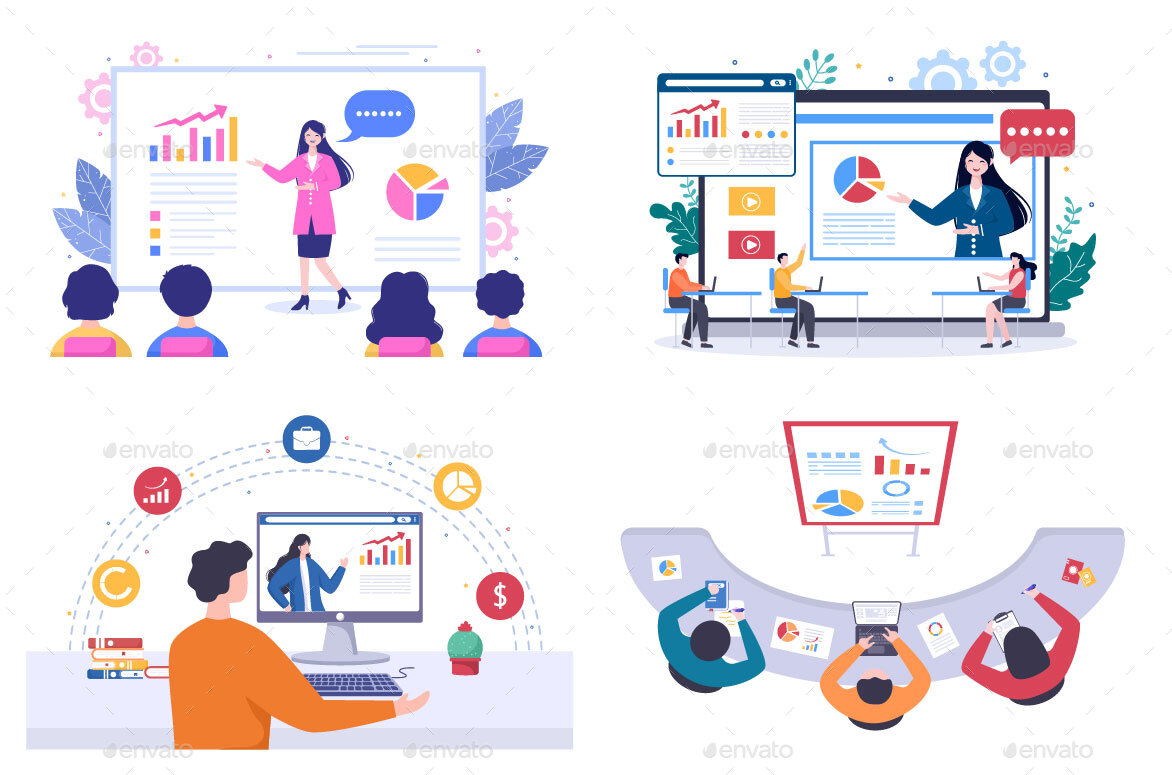 15 Business Online Training Vector Illustration, Vectors | GraphicRiver