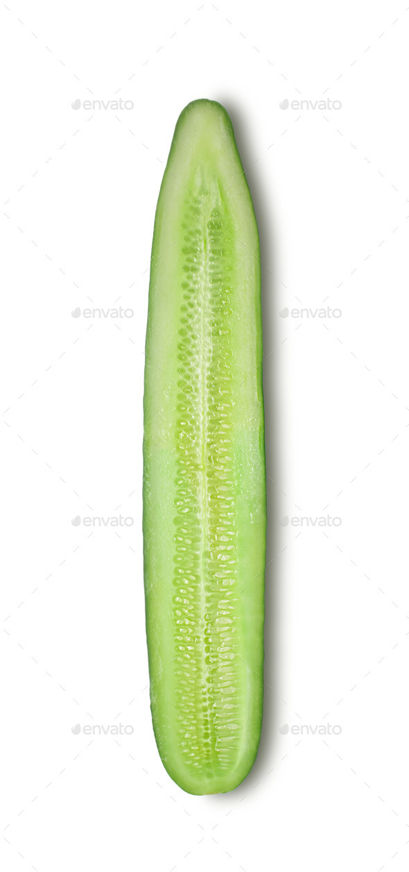 Half of Green fresh Cucumber isolated on white background Stock Photo ...