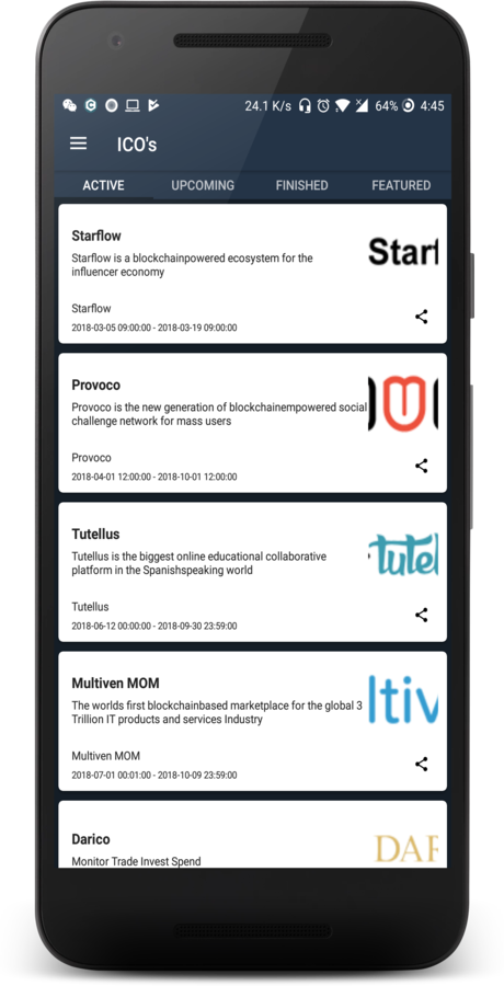 CCT - Crypto Currency Tracker Android App | Blockfolio | ICO's | Admob Ads | Notifications ...