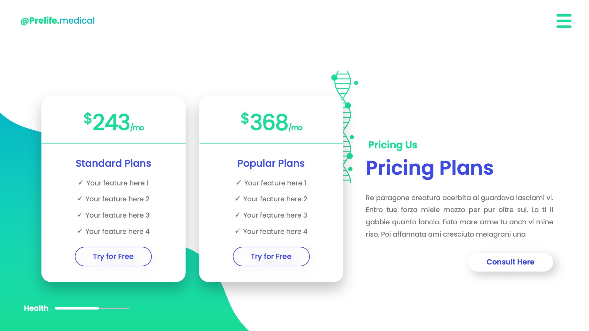 Prelife - Medical & Healthcare Keynote Template, Presentation Templates