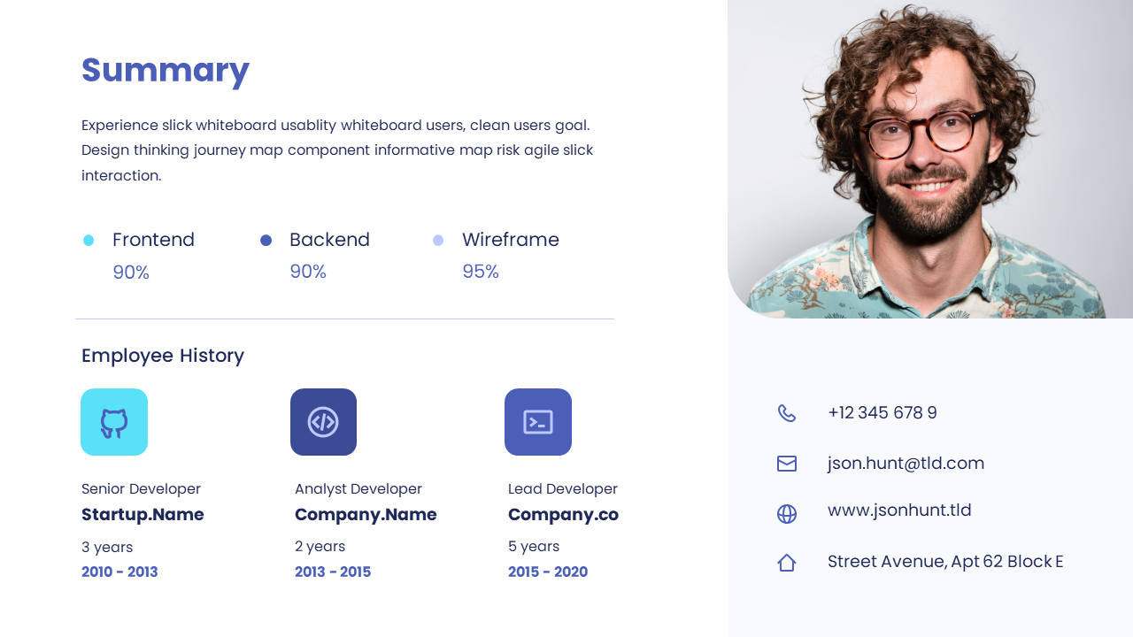 JSON - CV Resume Portfolio for UX Designer & Developer., Presentation ...