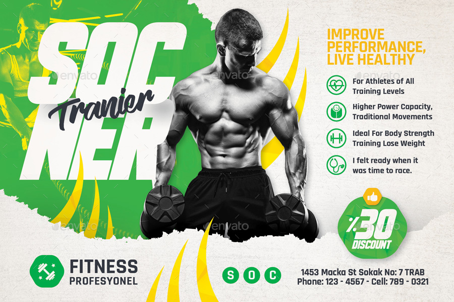 Fitness Trainer Postcard Templates, Print Templates | GraphicRiver