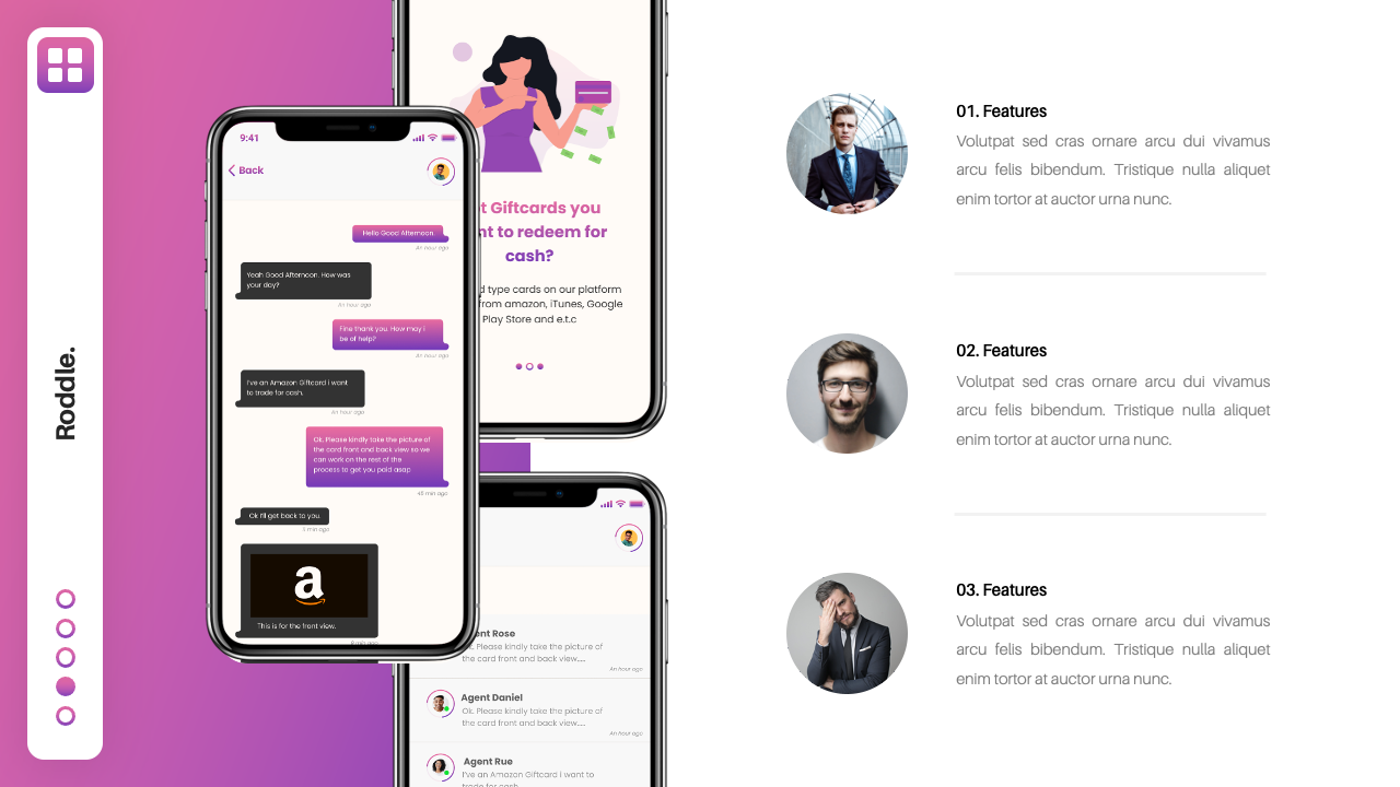 Roddle - Mobile App & SAAS PowerPoint Template, Presentation Templates