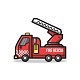 Set of Fire Rescue Department Vehicle Line Art Illustration, Graphics