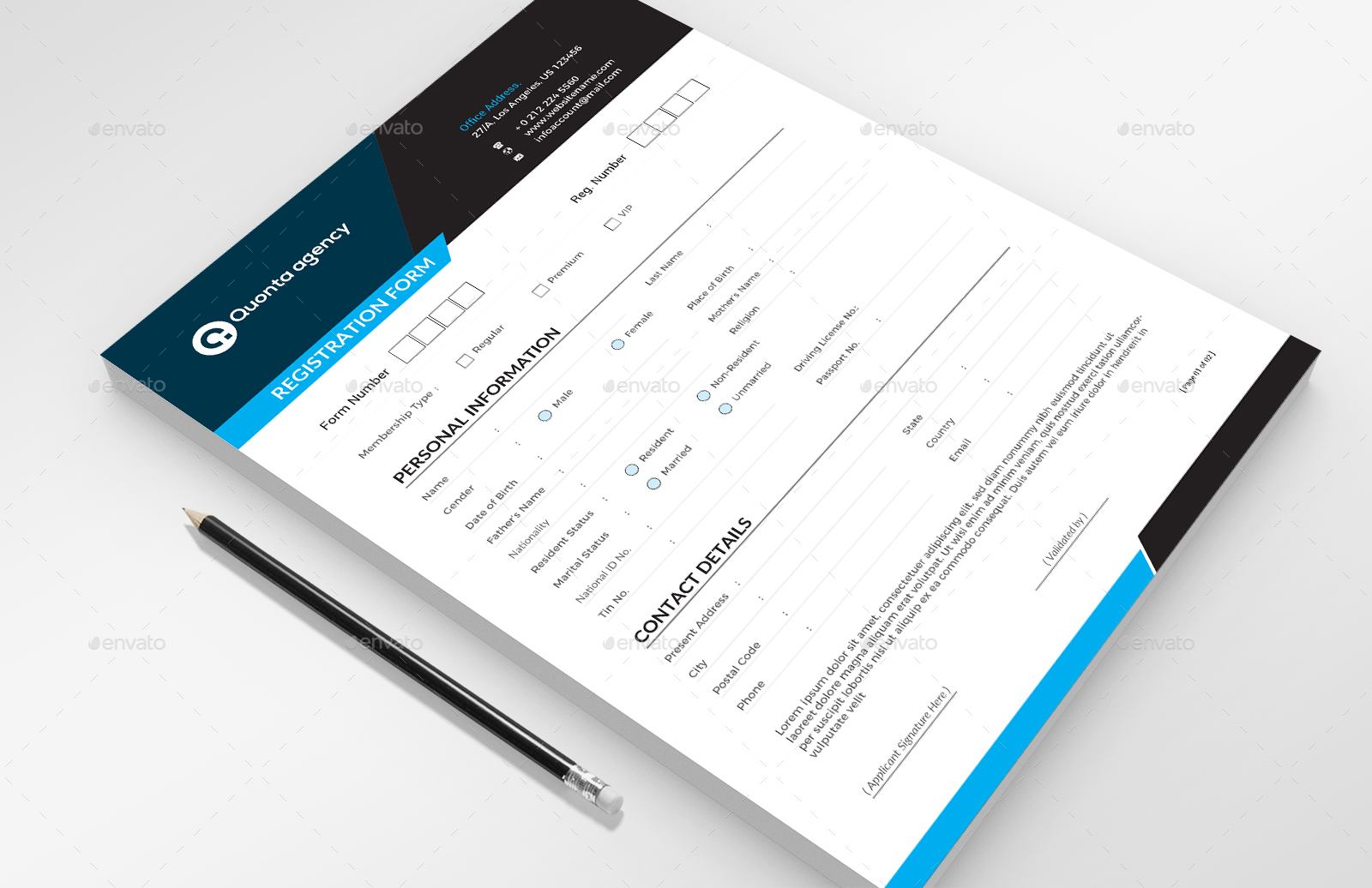 Modern Registration Form, Print Templates | GraphicRiver