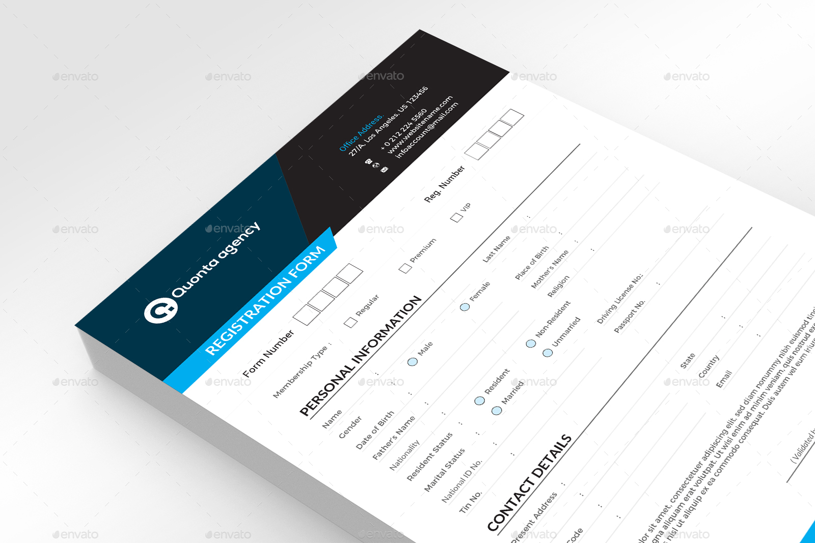 Modern Registration Form, Print Templates | GraphicRiver