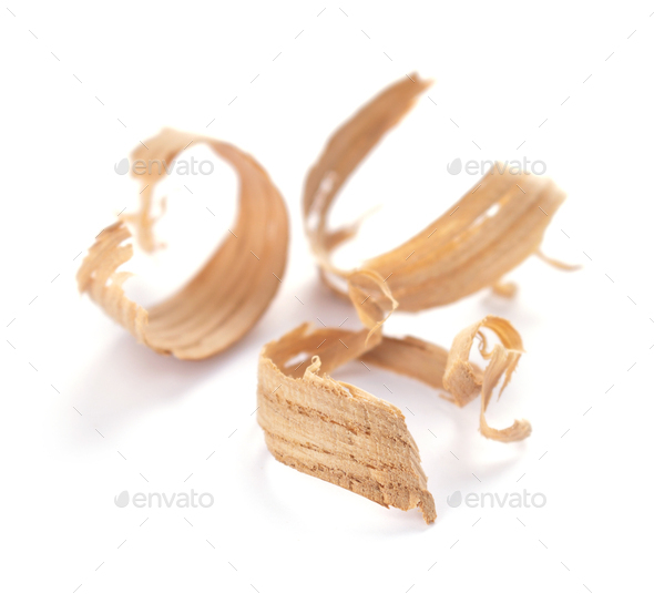 Wood shavings isolated on white background. Wooden shaving Stock Photo ...