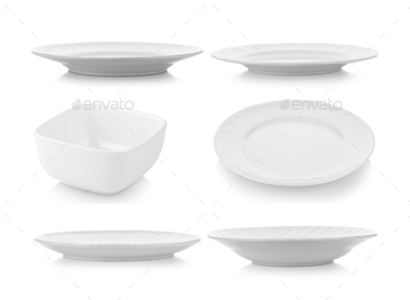 Empty plate isolated on white Stock Photo by sommai | PhotoDune