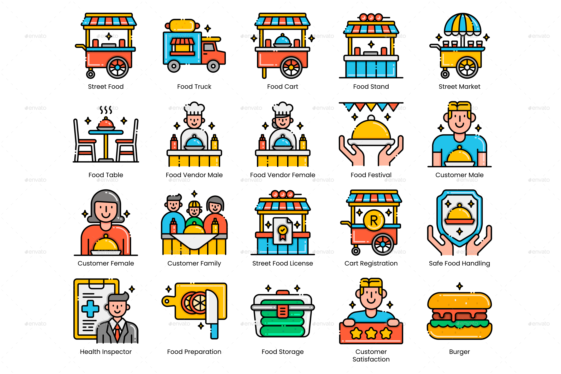 75 Street Food Icons | Aesthetics Series, Icons | GraphicRiver
