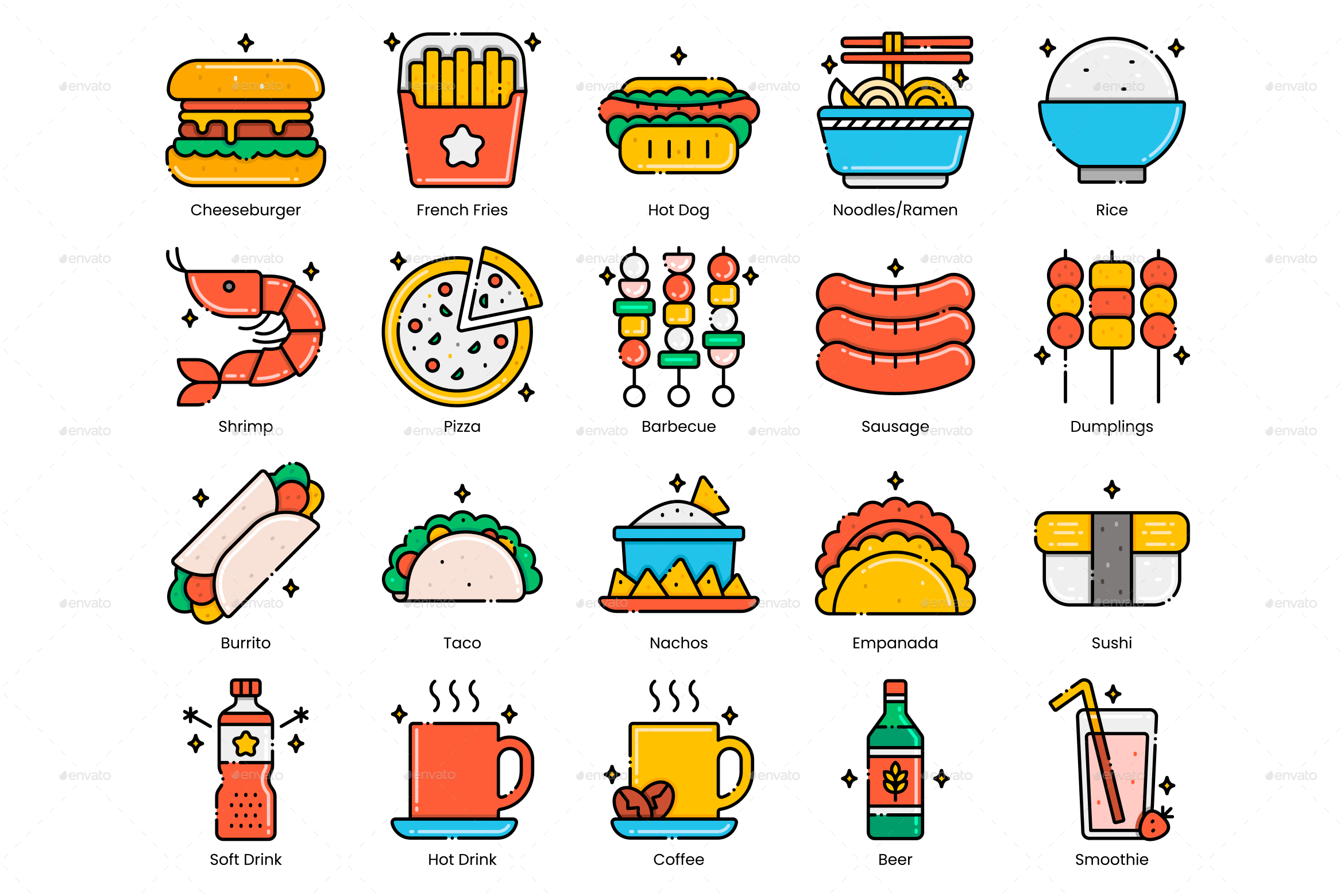 75 Street Food Icons | Aesthetics Series, Icons | GraphicRiver