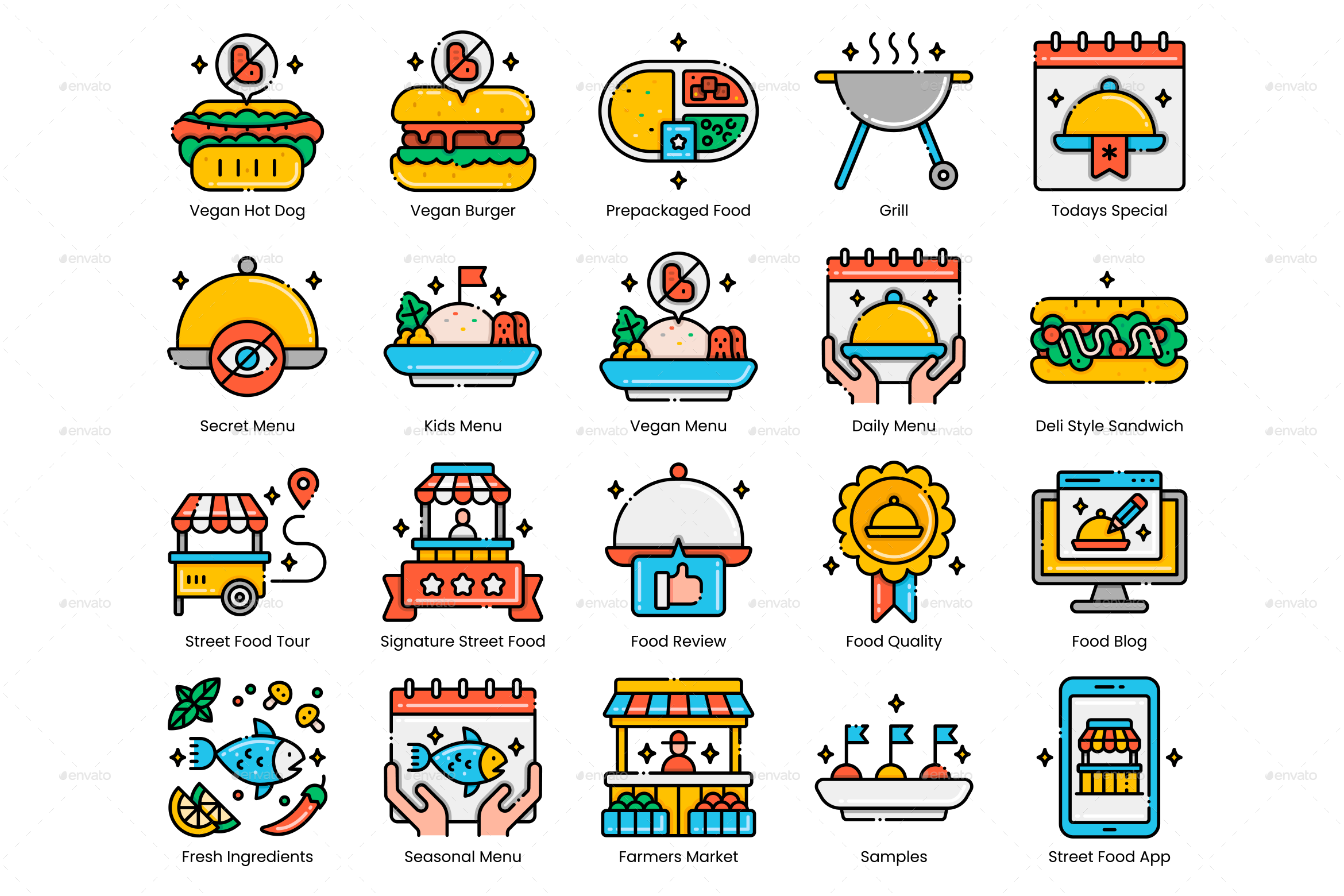 75 Street Food Icons | Aesthetics Series, Icons | GraphicRiver