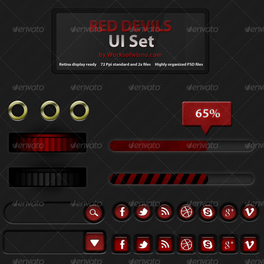 Red Devils - Retina User Interface Kit, Web Elements | GraphicRiver