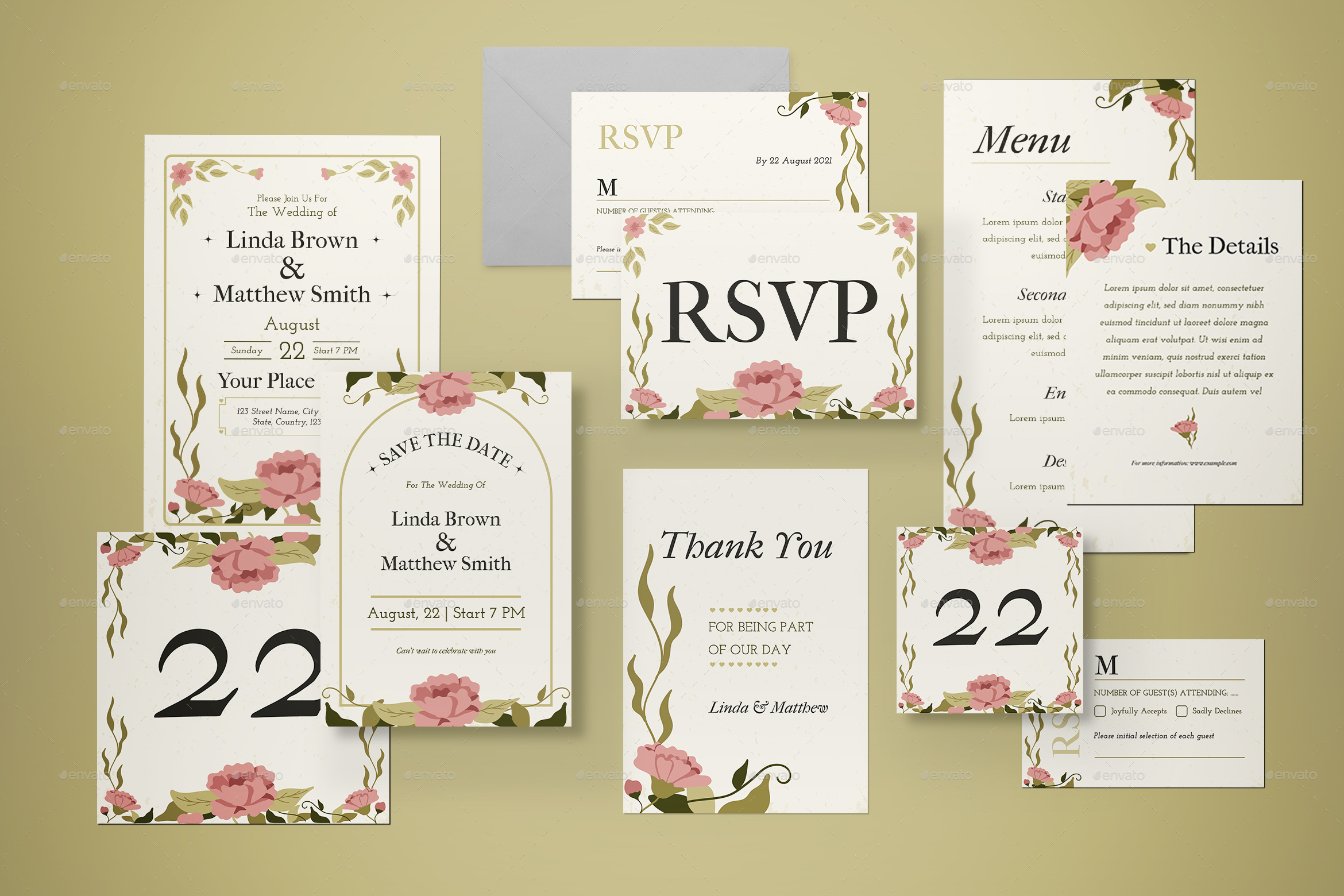 Wedding Invitation Set, Print Templates | GraphicRiver