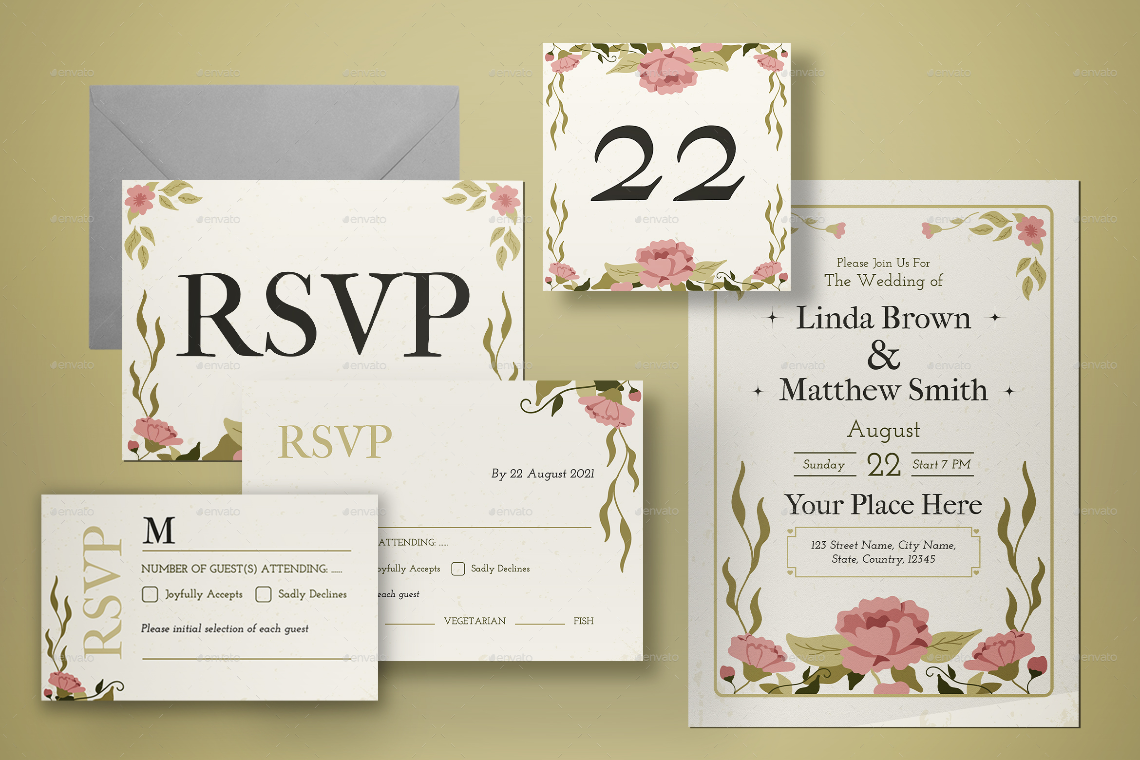 Wedding Invitation Set, Print Templates | GraphicRiver