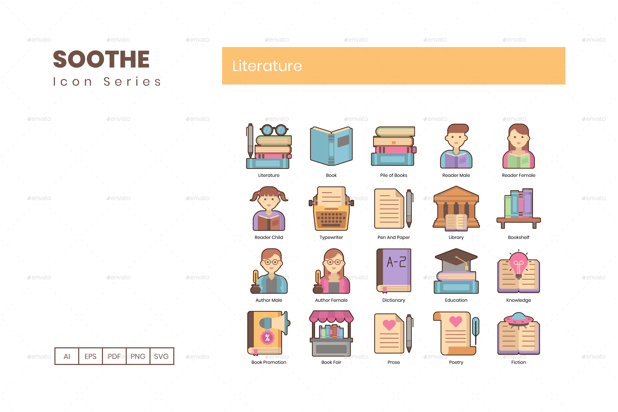95 Literature Icons | Soothe Series, Icons | GraphicRiver