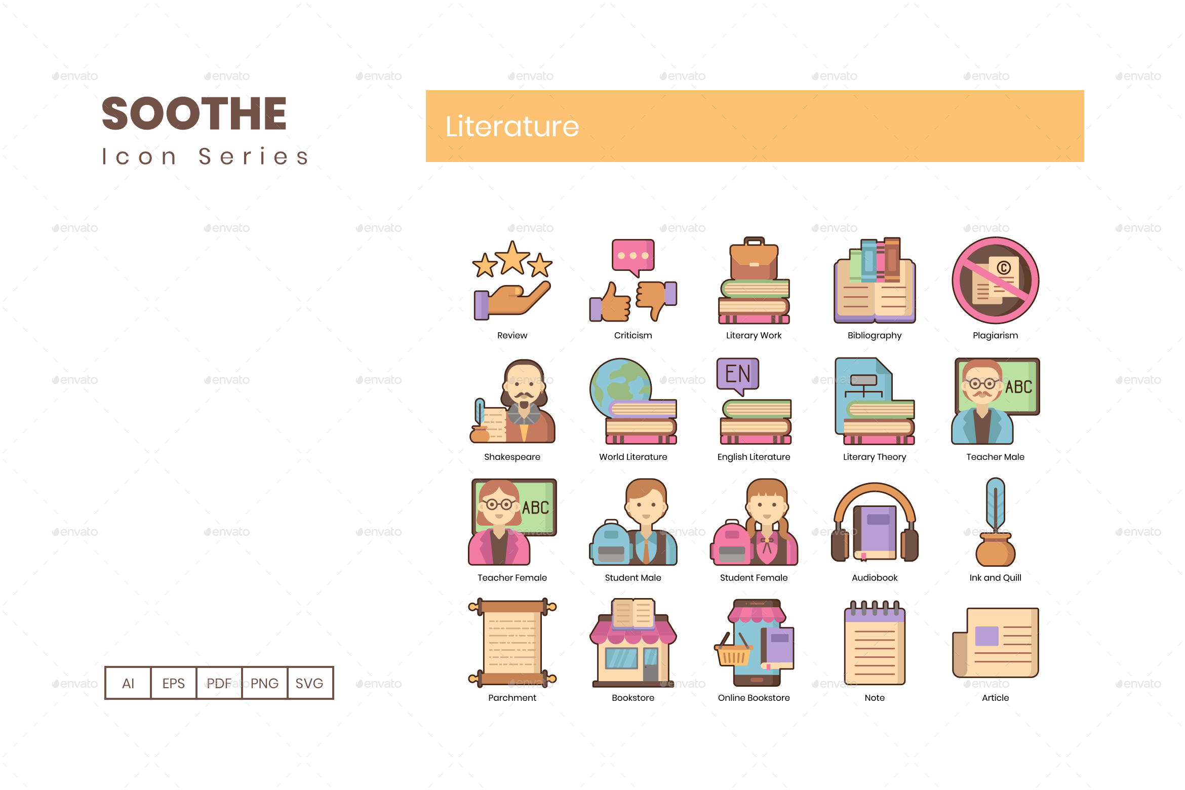 95 Literature Icons | Soothe Series, Icons | GraphicRiver