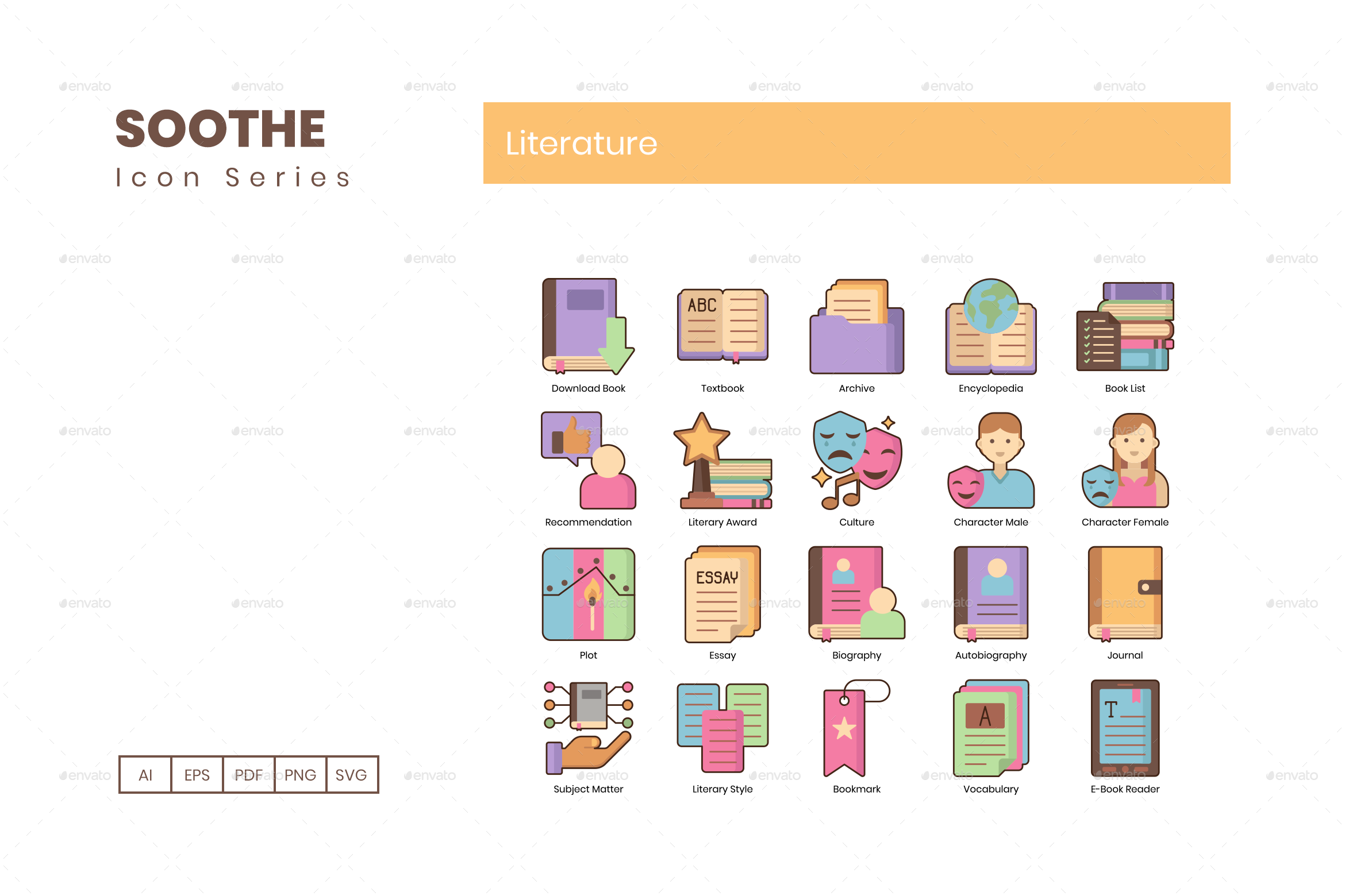 95 Literature Icons | Soothe Series, Icons | GraphicRiver