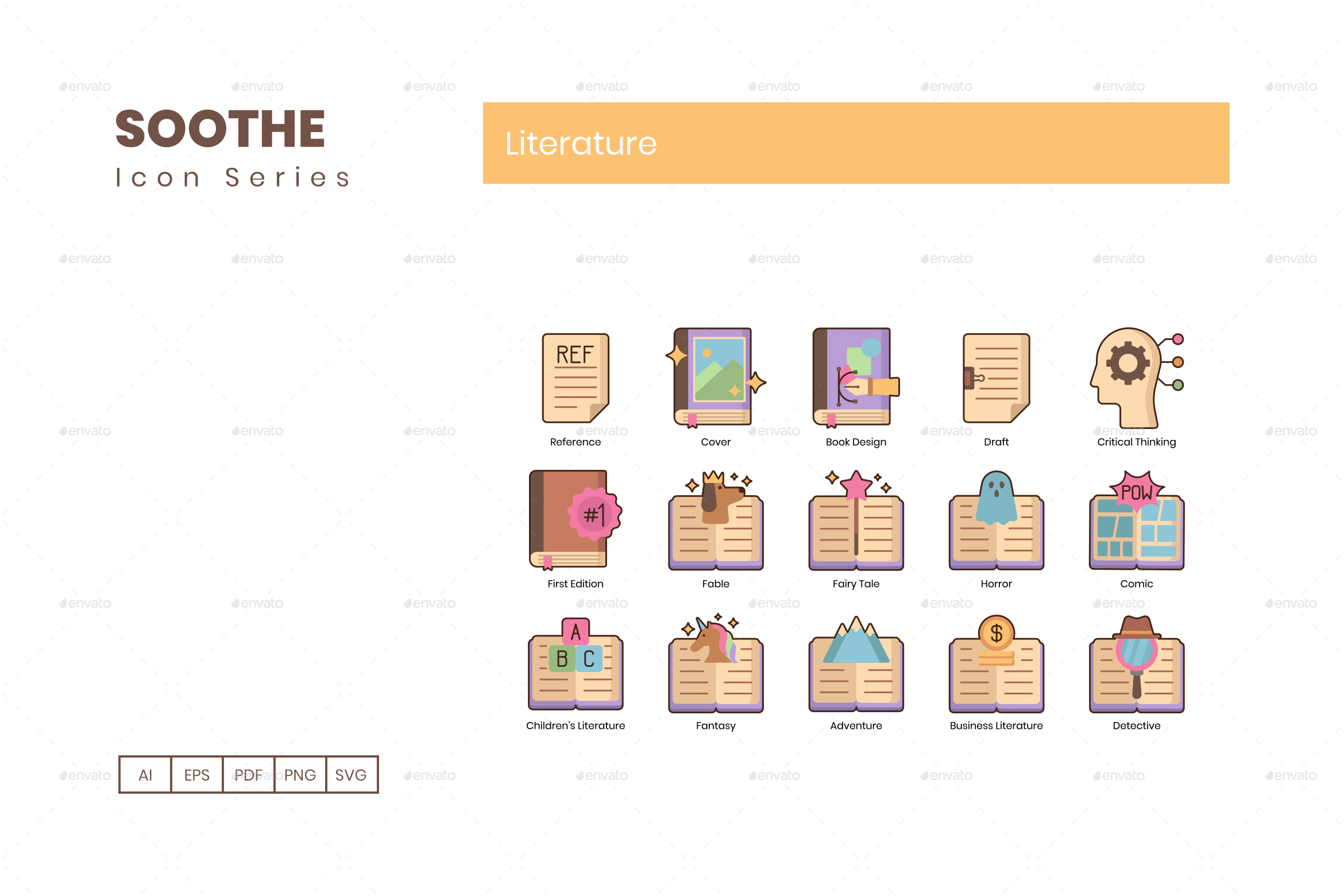 95 Literature Icons | Soothe Series, Icons | GraphicRiver