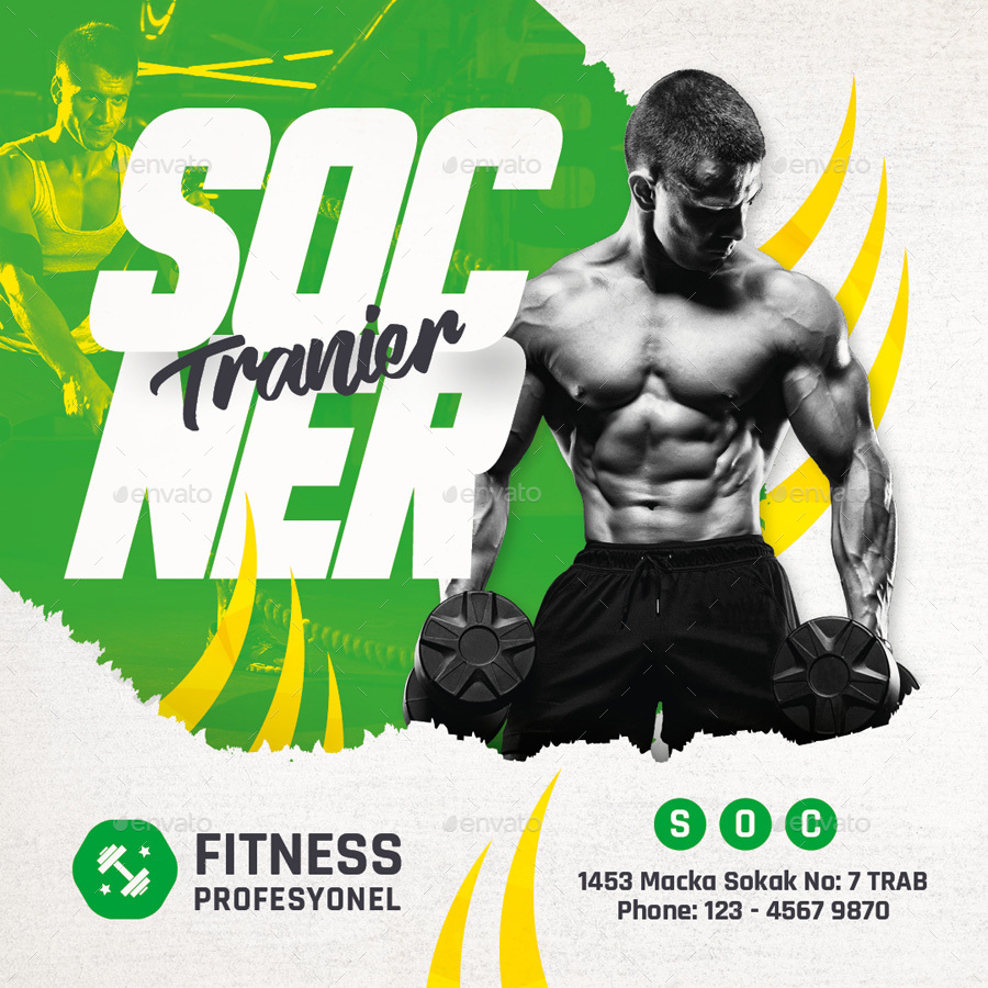 Fitness Trainer Social Media Templates, Web Elements | GraphicRiver