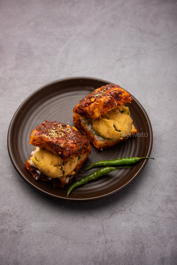 Masala Vada Pav or Wada Pao is an Indian snack Stock Photo by ...
