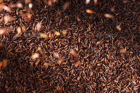 Uncooked Brown Rice Grain Background. Flying Grains Motion Stock Photo ...
