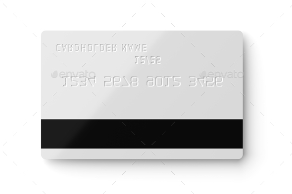 Back side of white plastic card isolated on white. 3D rendering. Stock ...