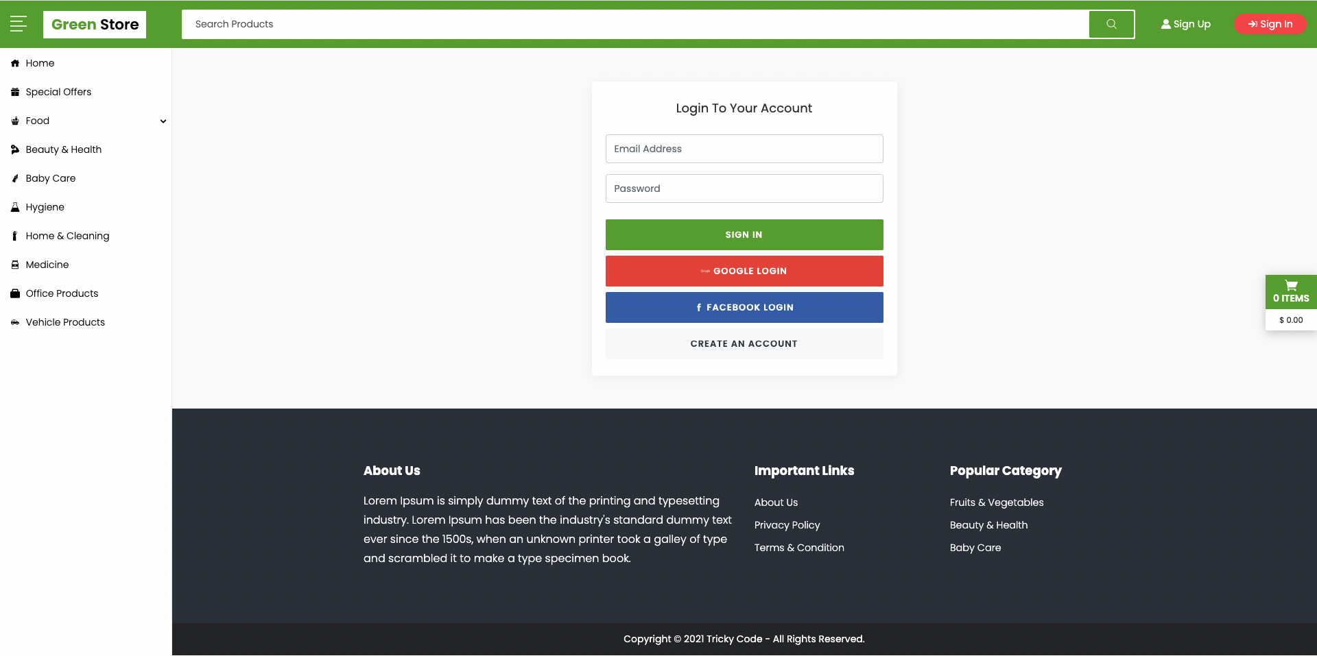 Green Store - Laravel & VUE Single Page Grocery Shop by TrickyCode