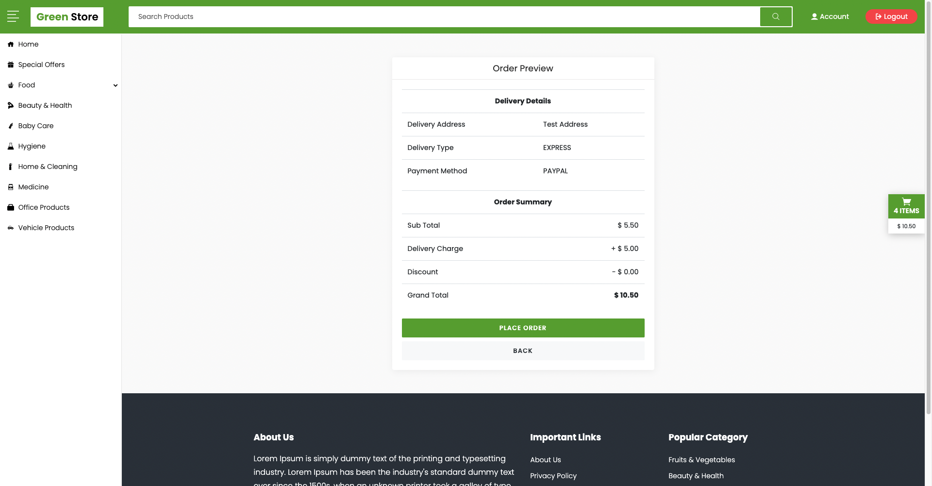Green Store - Laravel & VUE Single Page Grocery Shop by TrickyCode