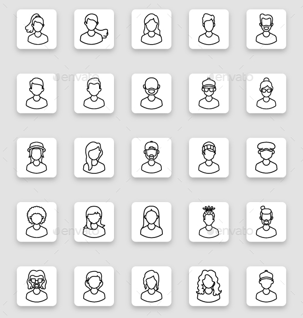 Avatar People - Outline Collection Icon Set, Icons | GraphicRiver