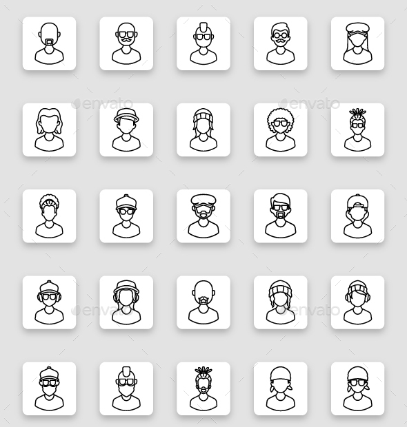 Avatar People - Outline Collection Icon Set, Icons | GraphicRiver