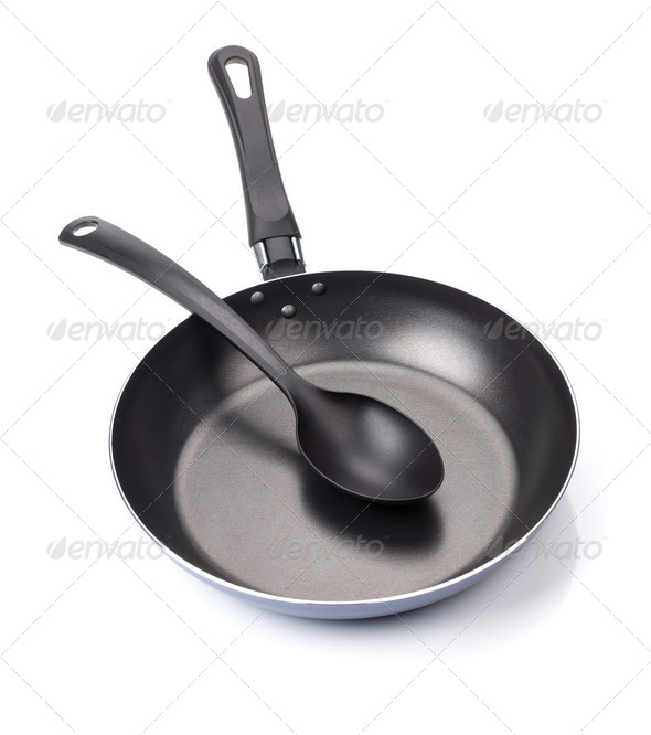 Frying pan with utensil Stock Photo by karandaev | PhotoDune