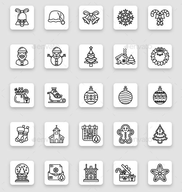 Christmas - Outline Collection Icon Set, Icons | GraphicRiver