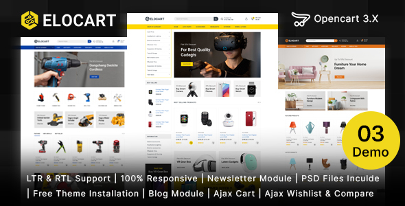 Elocart - Electronics & Tools & Furniture Store OpenCart 3 Responsive Theme by codezeel