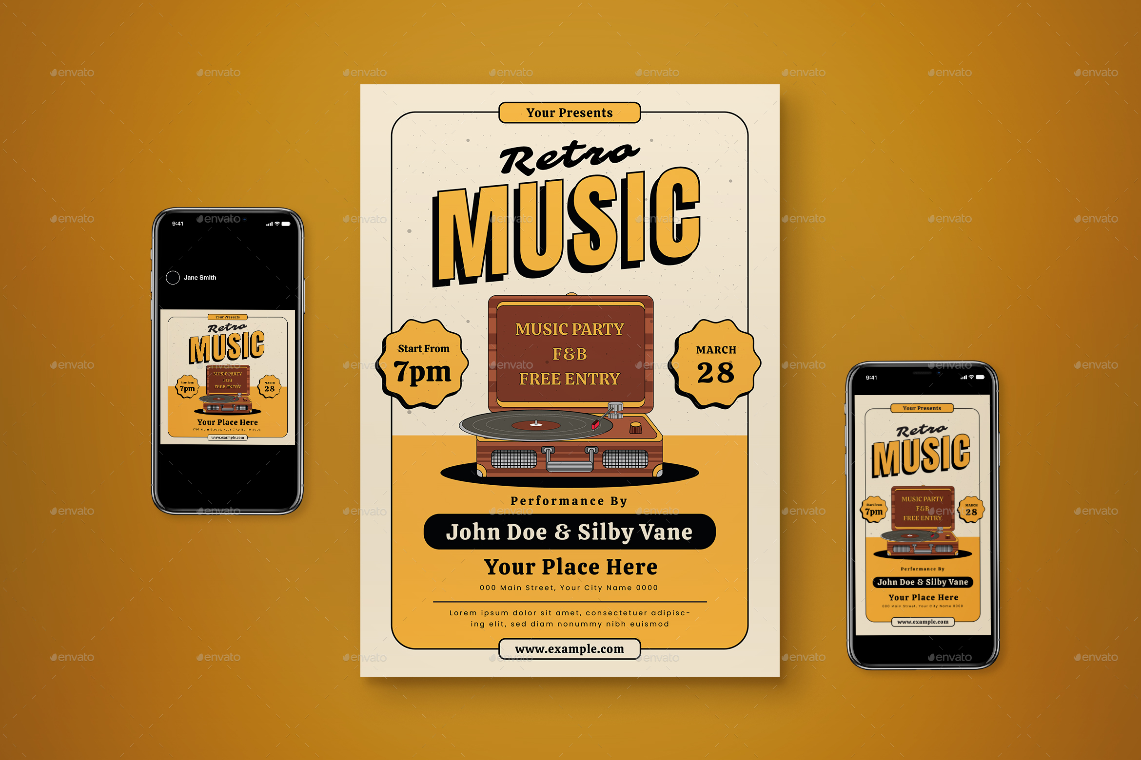 Retro Music Flyer Set, Print Templates | GraphicRiver
