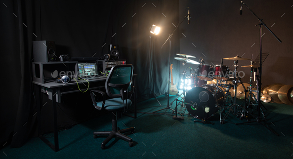 Recording studio with drum kit. Stock Photo by Artranq | PhotoDune